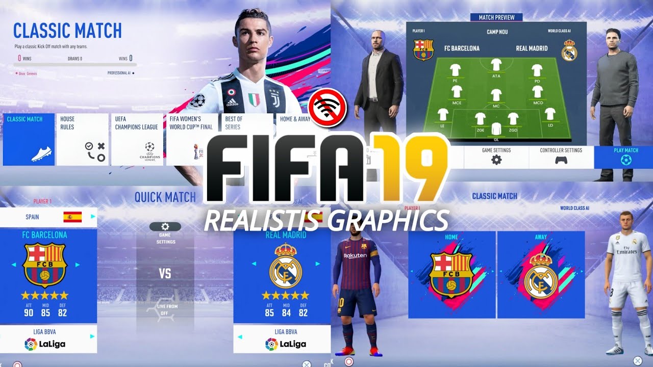 FIFA 19 MOD ANDROID OFFLINE FULL UPDATE GRAFIK PC & REALISTIS GAMEPLAY ...