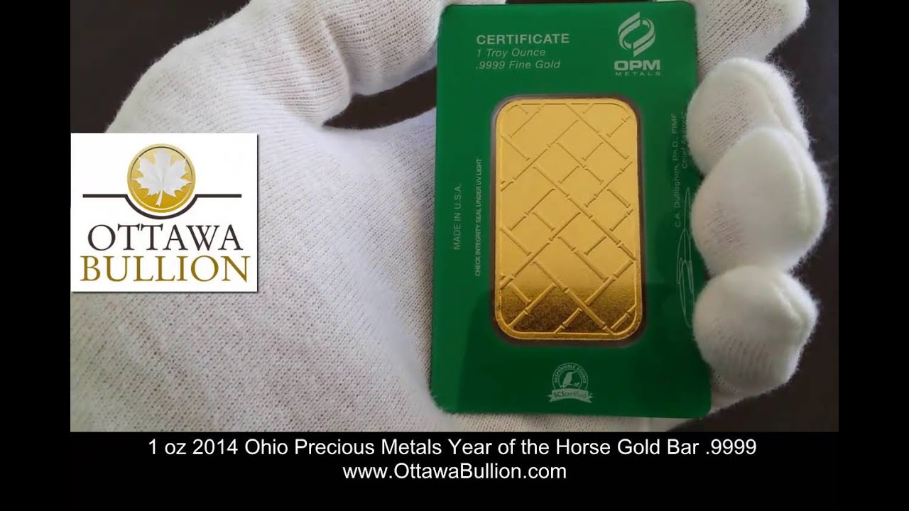 1 oz 2014 Year of the Horse Gold Wafer Bar OPM Gold Bars Ottawa - YouTube