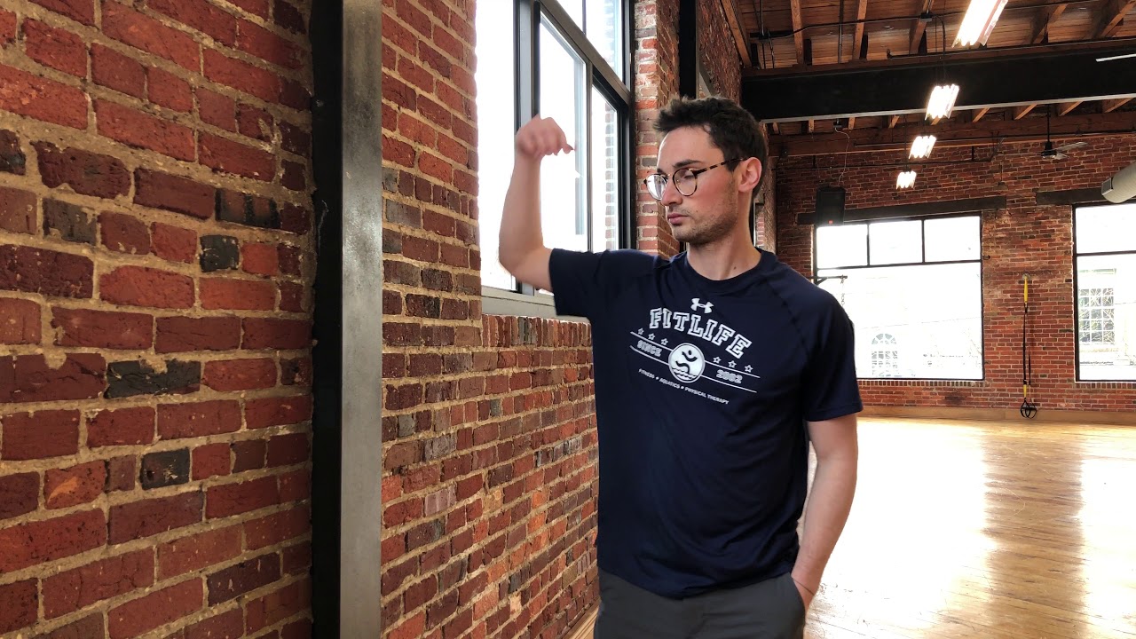 Tricep Stretch (on wall) - YouTube