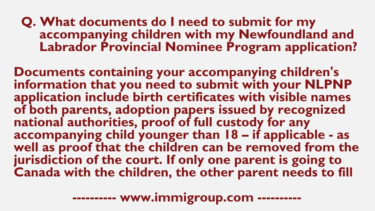 What documents do I need to submit for my accompanying children with my ...