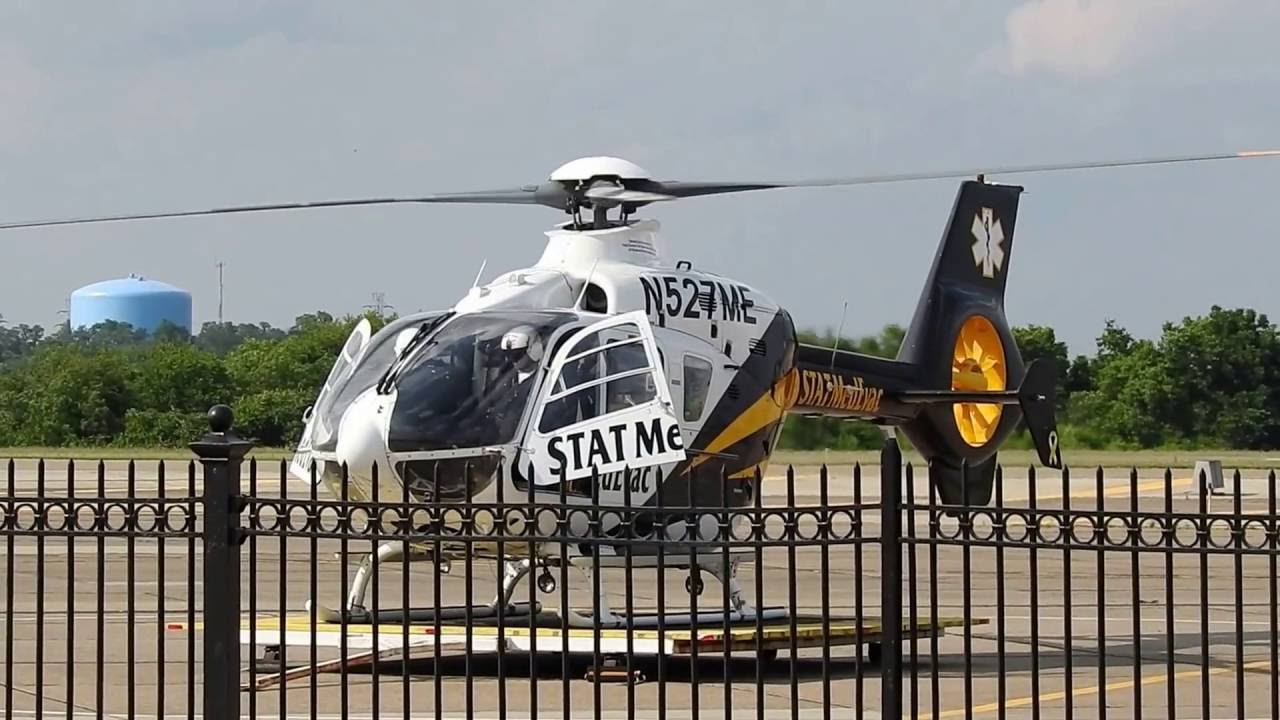 N527ME - LIfeStar/STAT MedEvac 17 Taking off - YouTube