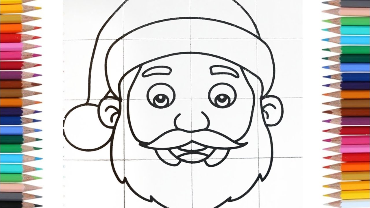 Santa Claus | Grid Drawing | Merry Christmas Drawing | Merry Christmas ...