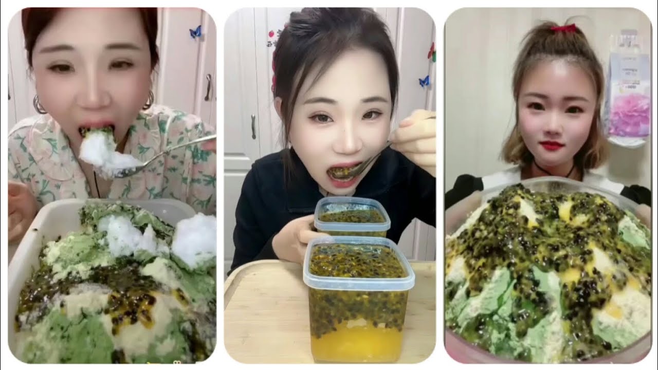 RELAXING SOUND OF EATING ASMR/PASSIONFRUIT/ MATCHA/ MILK POWDER #asmr # ...