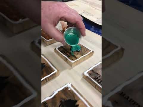 Laser engraved epoxy resin coaster - YouTube