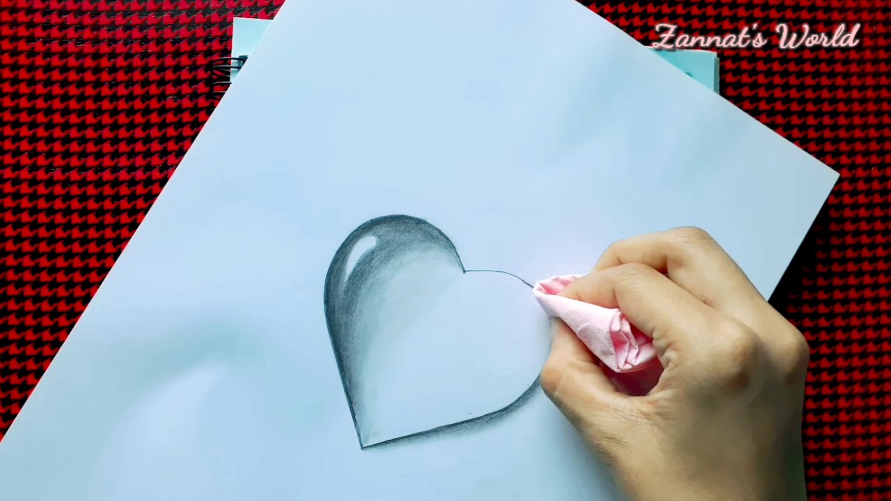 How to draw water drop drawing of heart | Pencil art | Zannat's World ...