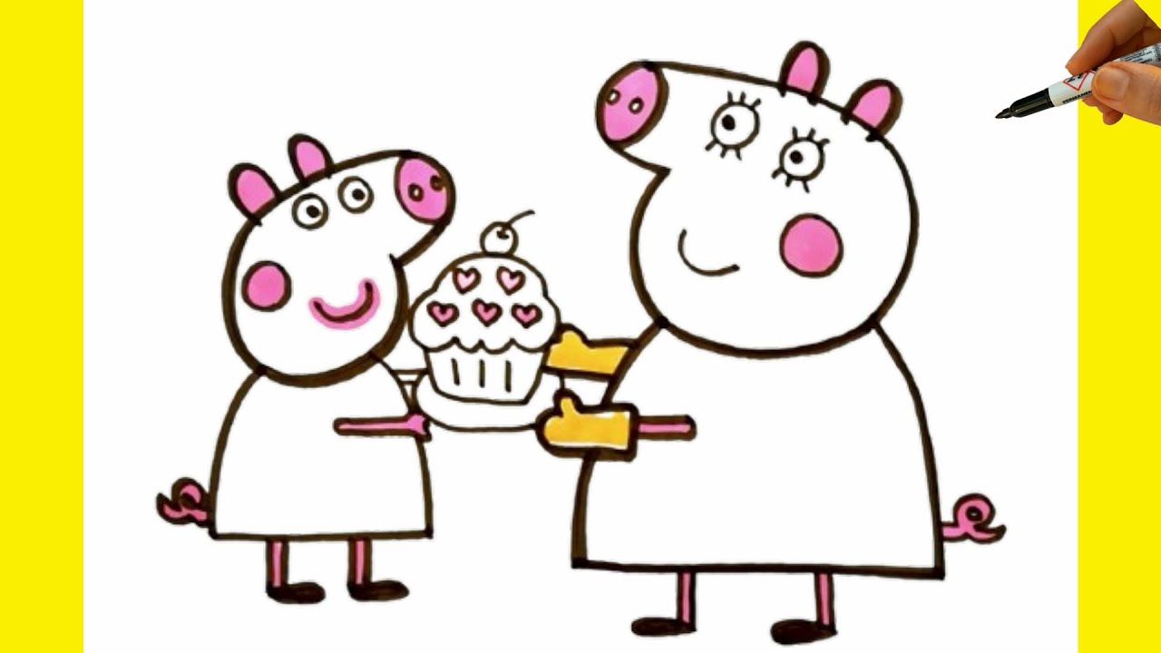 How to Draw Peppa Pig with Cupcake,Drawing for Kids@Pepa Draw - YouTube
