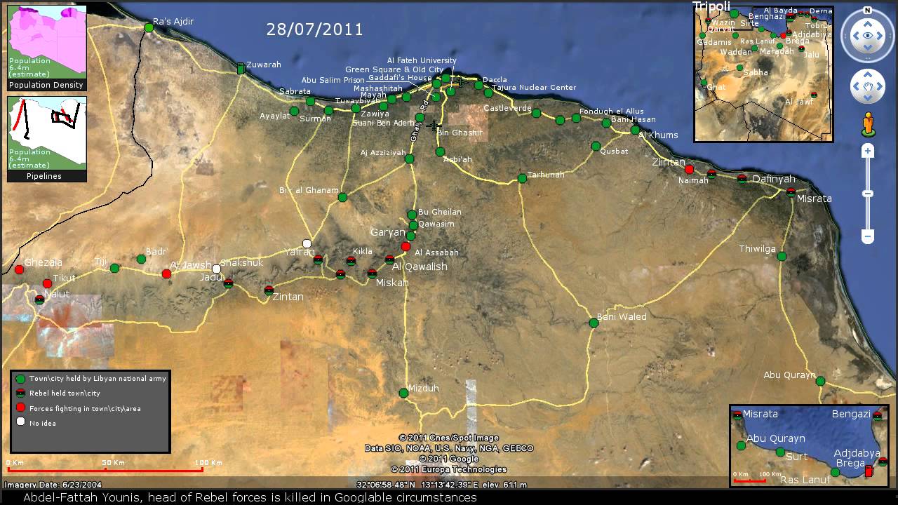 The Libyan Civil war 7/7/2011-22/8/2011 Animated Map - YouTube