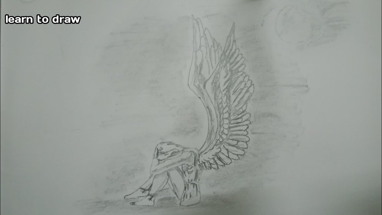 Sad Angel Anime Drawings In Pencil