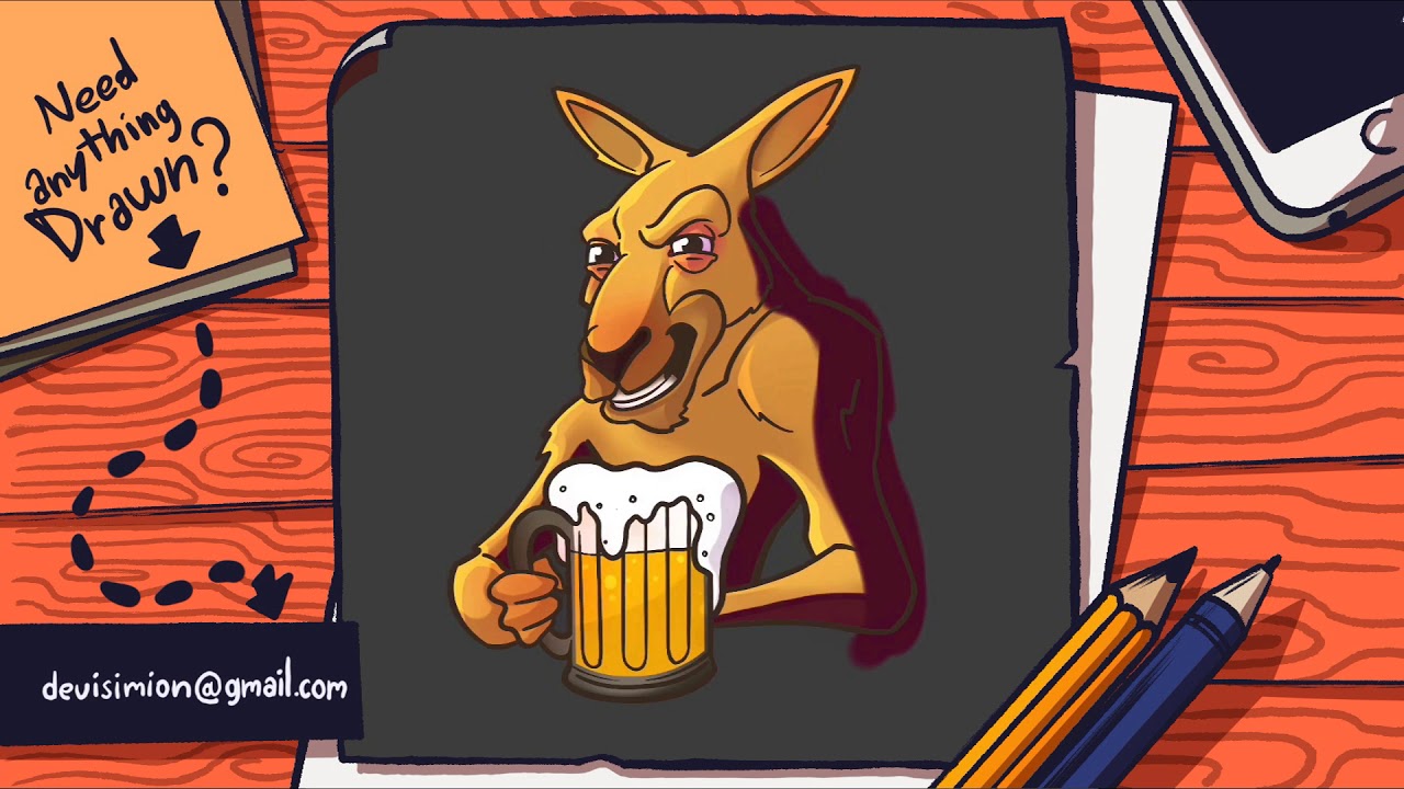How I Draw a Kangaroo drinking Beer - YouTube