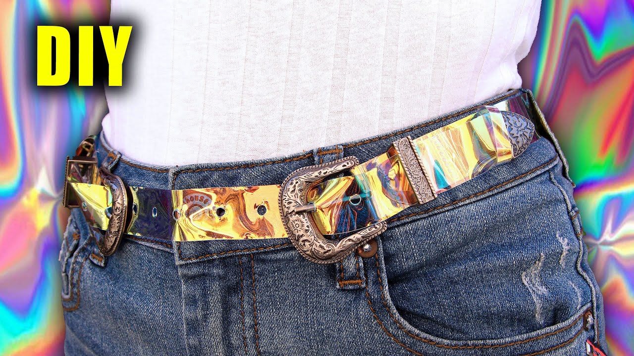 DIY IRIDESCENT DOUBLE BUCKLE BELT || Lucykiins - YouTube