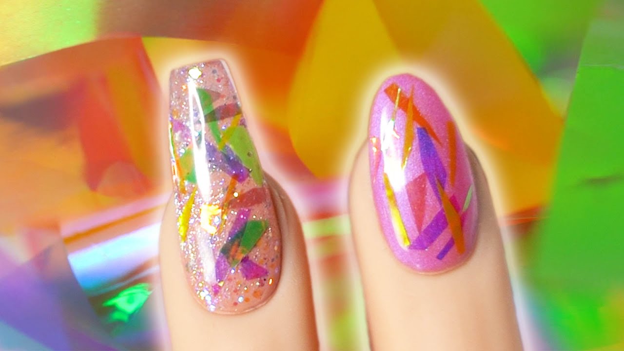 NEW Mylar Ribbons | 2 Nail Designs with Customized Mylar Art - YouTube