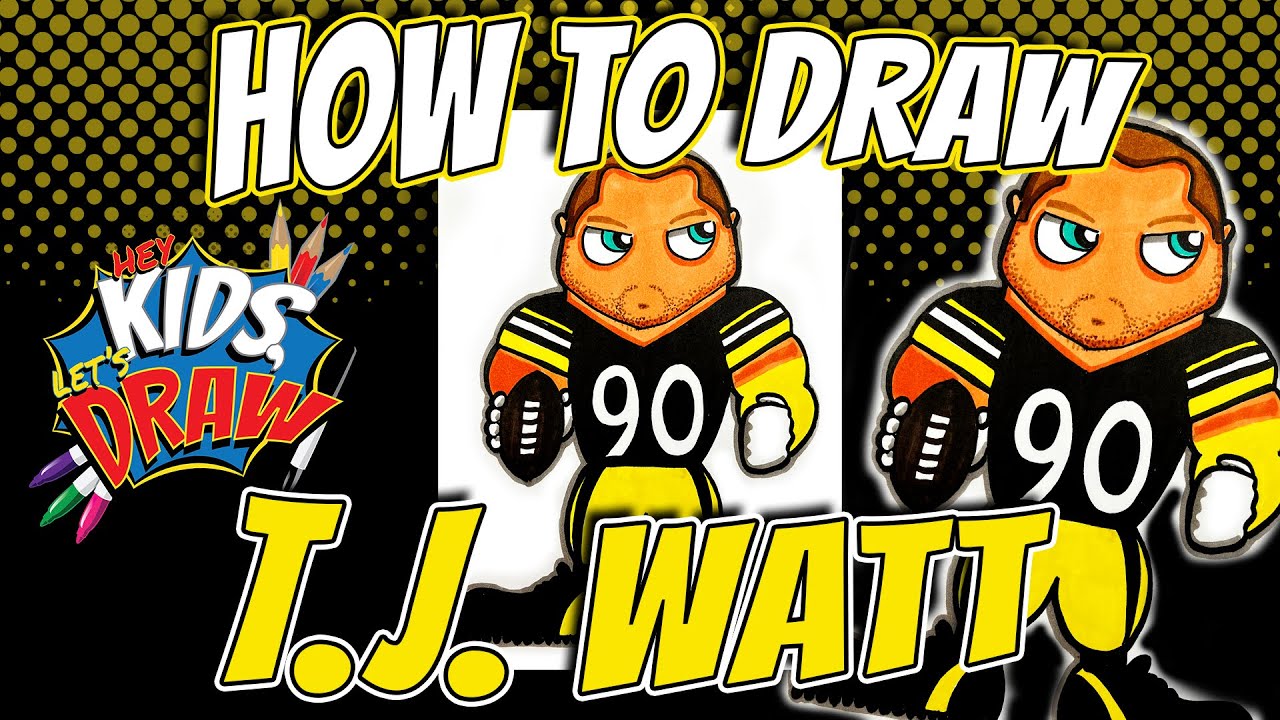How to Draw T.J. Watt for Kids - Pittsburgh Steelers Football - YouTube