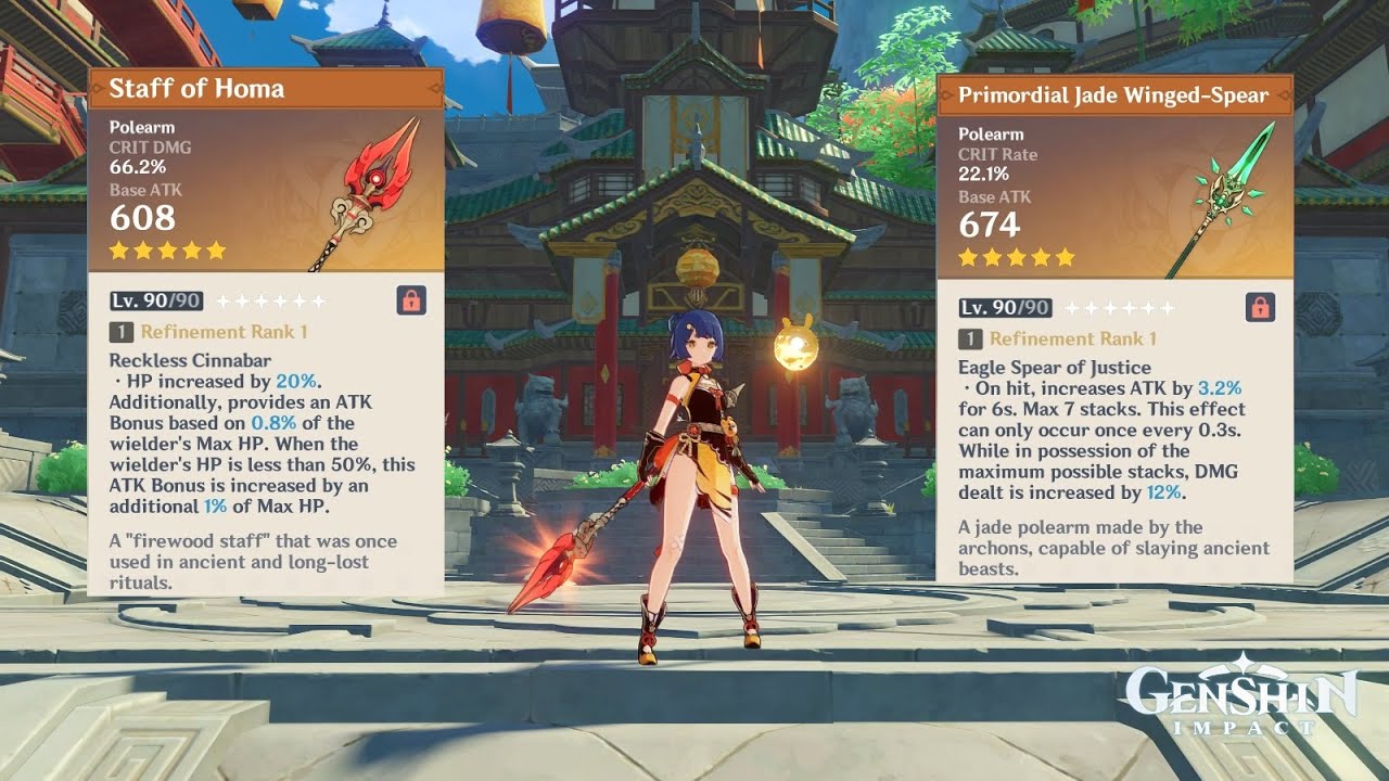[Genshin Impact] Staff of Homa vs Primordial Jade Winged Spear ...
