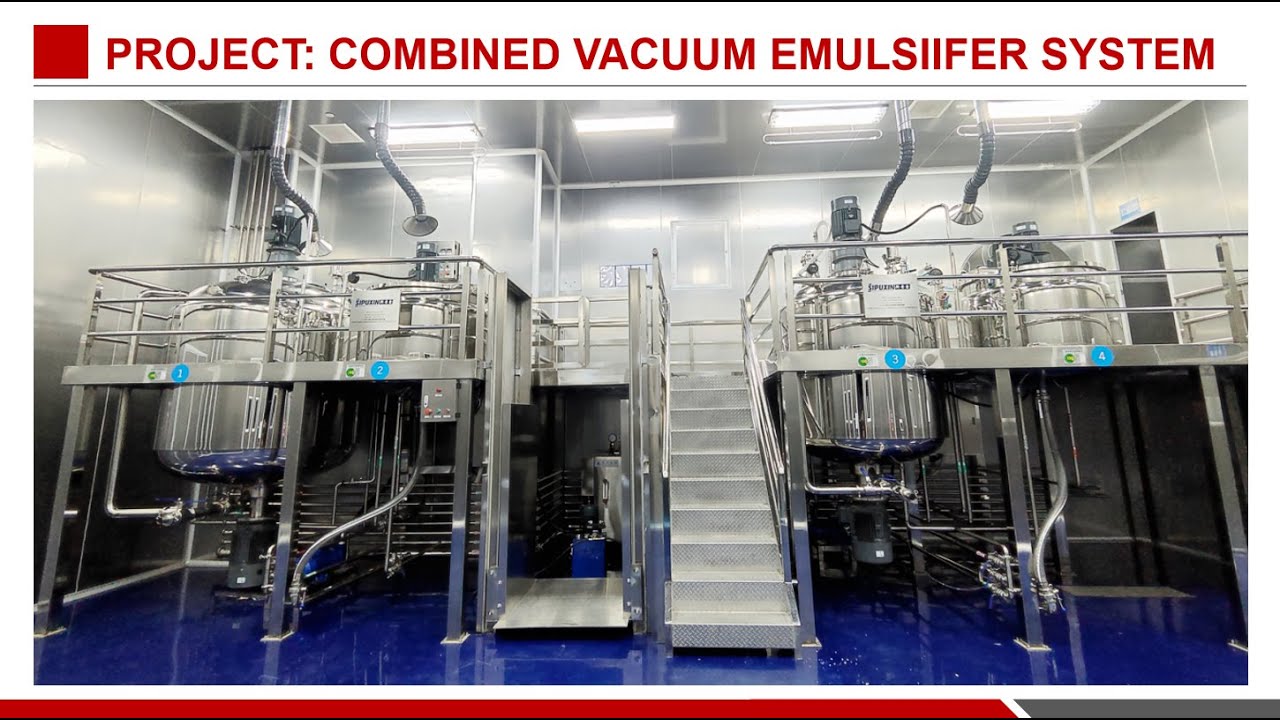 Vacuum homogenizing emulsifier Full pipeline connection, with air ...