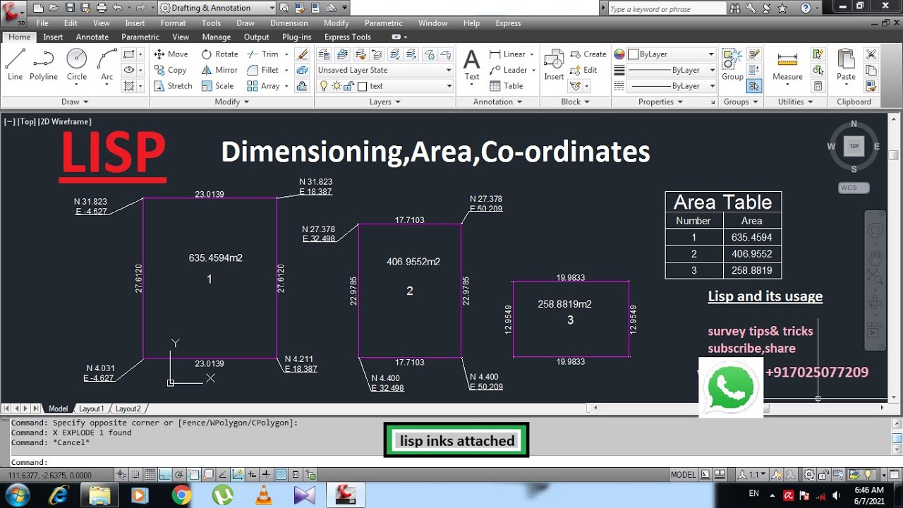 Dimension,Area & x-y coordinates with a single click - lisp attached 👇 ...