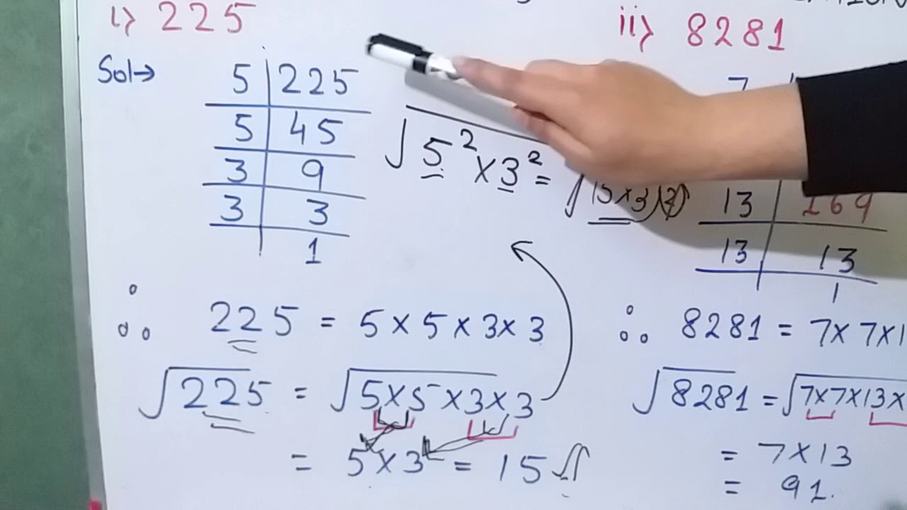 Part 3 Class 8 Square And Square Root Prime Factorisation Method In