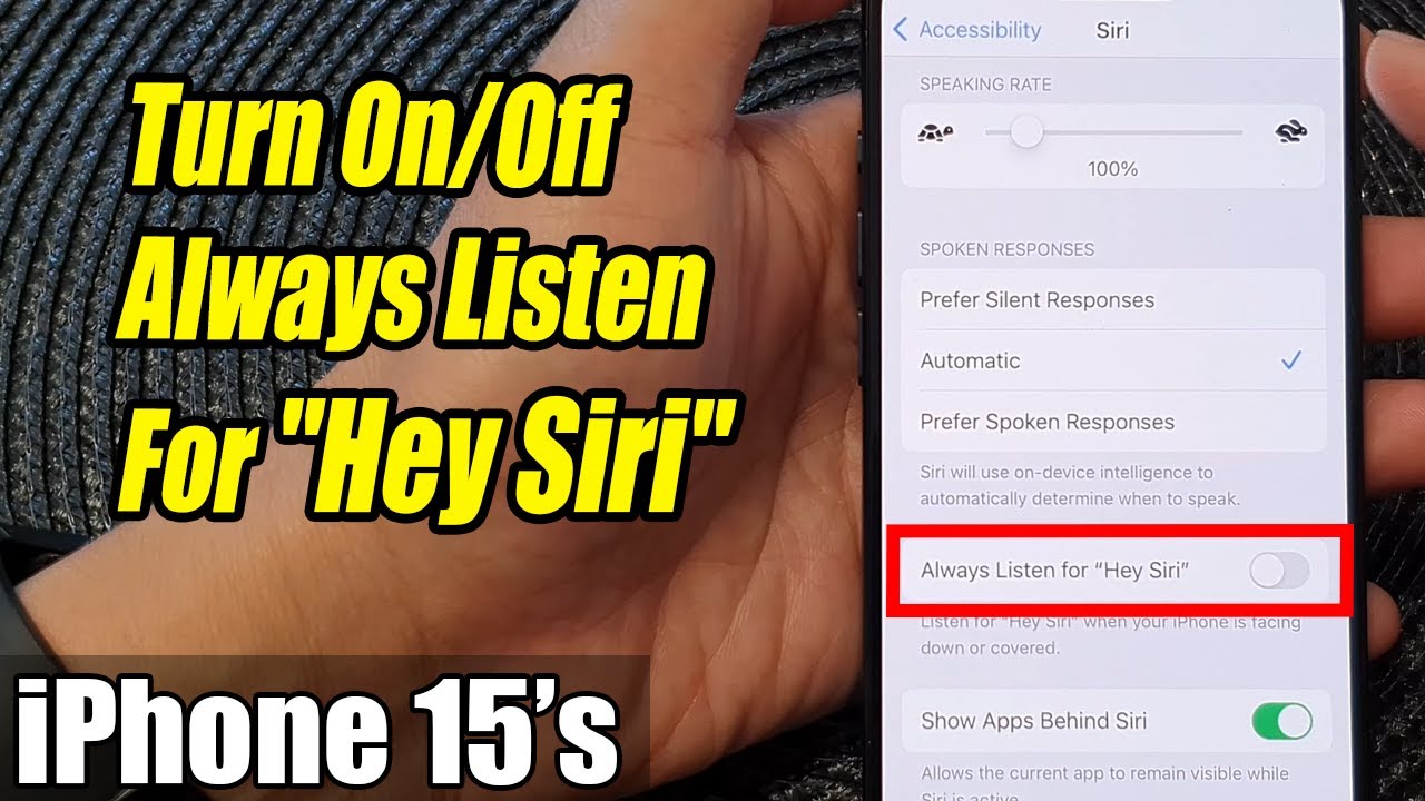 Master Your IPhone 15 How To Enable Disable Hey Siri Always