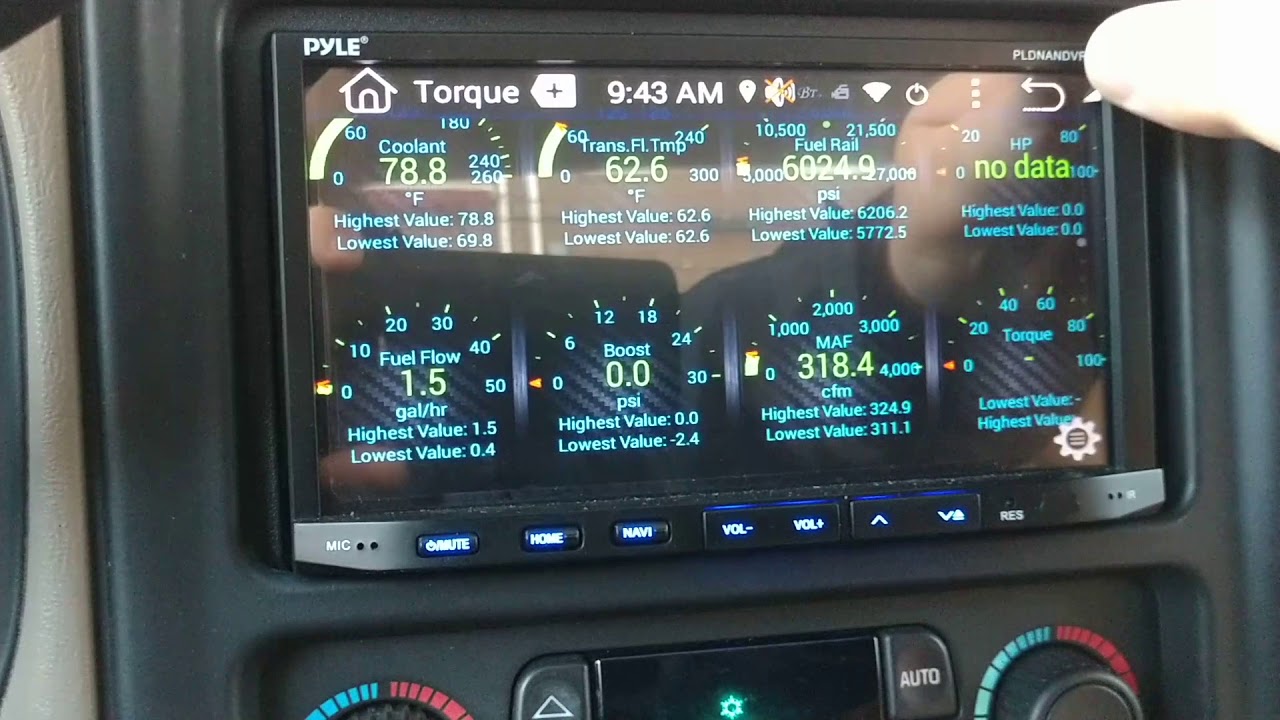 Pyle PLDNANDVR695 android car stereo (torque pro demonstration) - YouTube