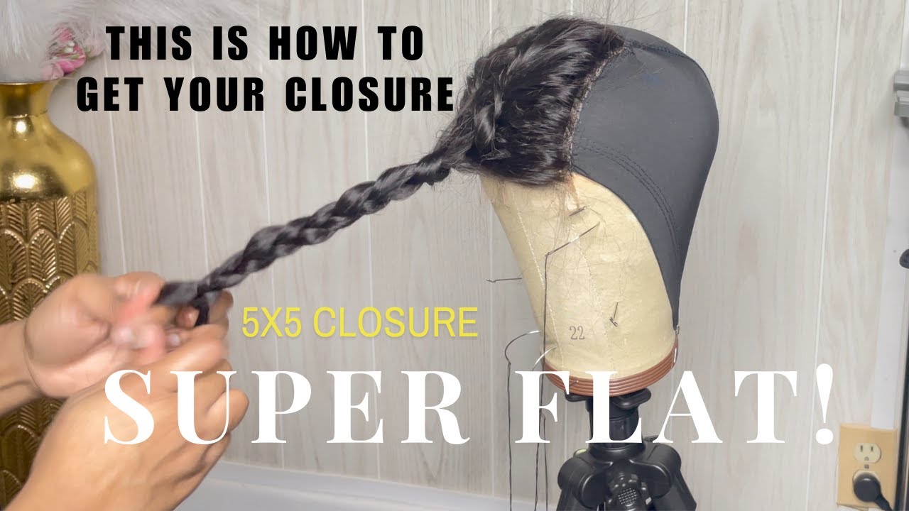 How to Sew on a 5x5 Closure - YouTube