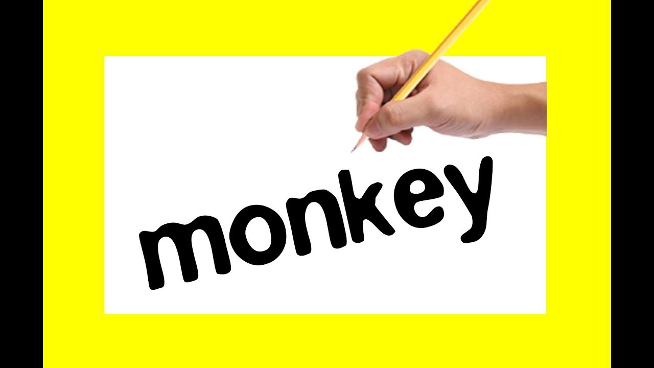 How to draw a "MONKEY "using the same words in to cartoon for kids ...