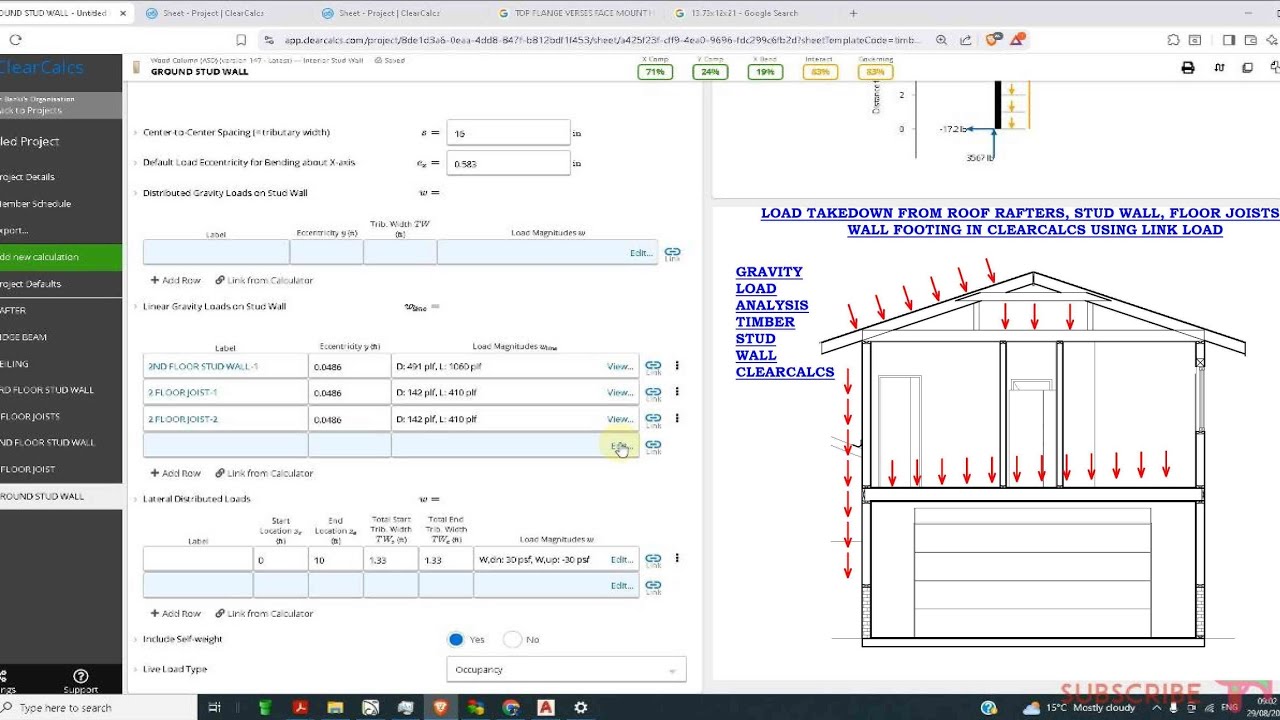 Clearcalcs Load Take down from Timber Rafters, Floor Joists, Stud Wall ...