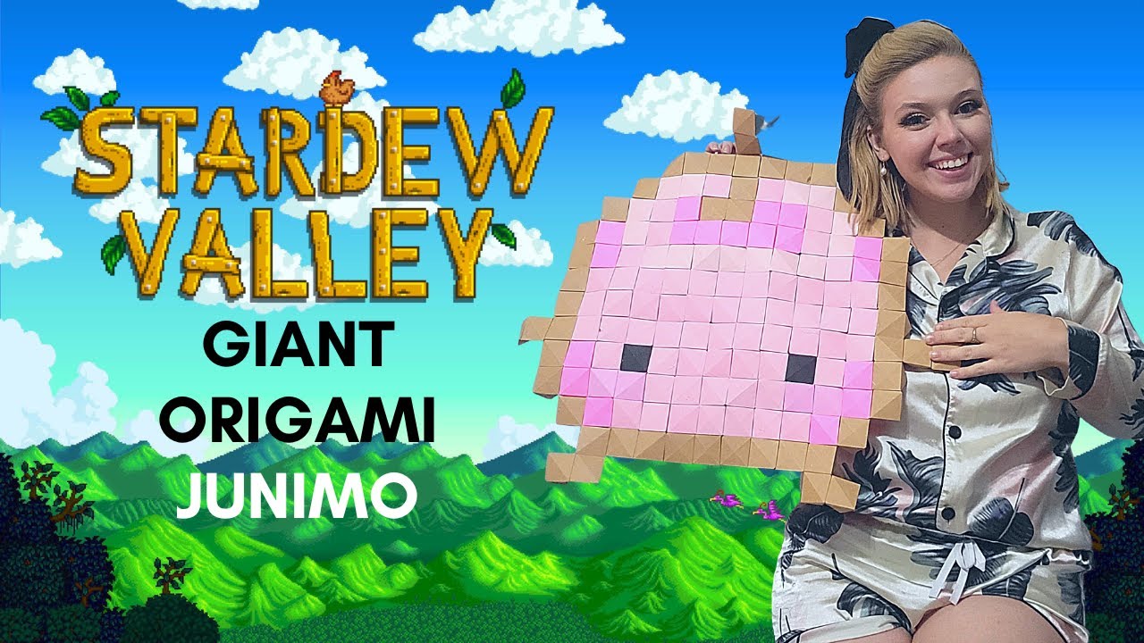 Origami Pixel Art the LAZY Way | Giant Pink Junimo from Stardew Valley ...