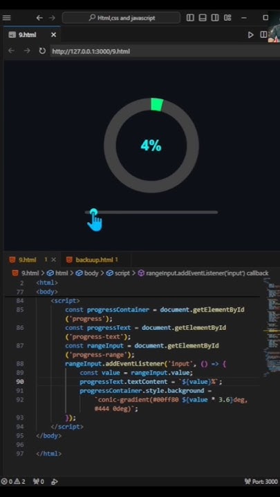 Circular Progress bar slider using html #shorts#viral#html#css#js - YouTube