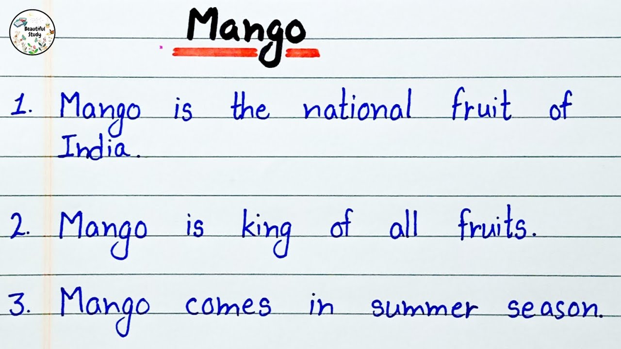 5 Lines Write on Mango in English | Short Essay Mango 5 Lines 🥭 - YouTube