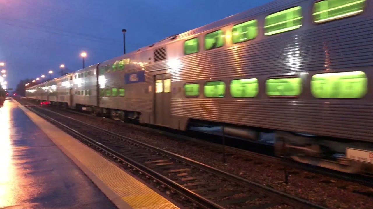 Metra 100 “RTA” leads an outbound train departing Barrington 2-19-18 ...