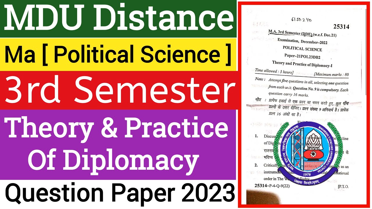 Mdu Ma Distance Theory & Practice of Diplomacy 3rd Semester Question ...