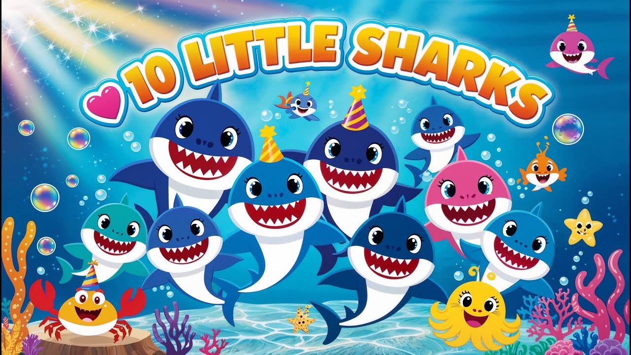 🦈 Dive In! 10 Little Sharks Counting Song for Kids! 🌊 - YouTube