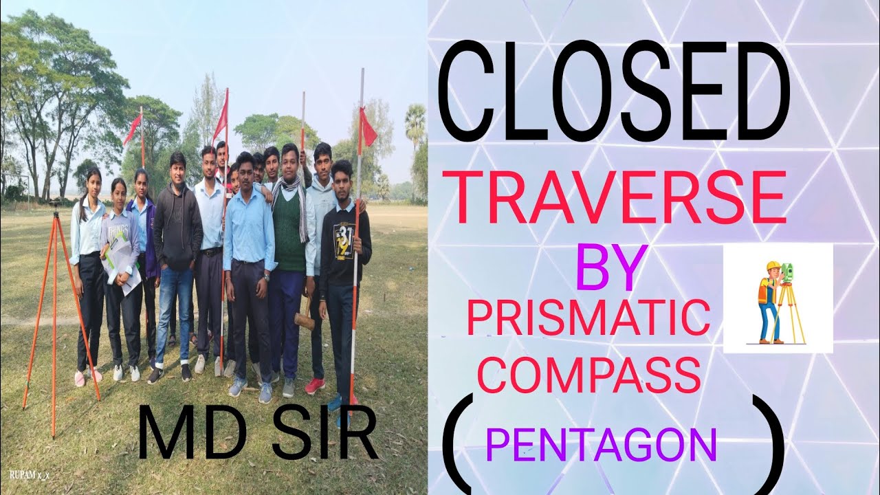 CLOSED TRAVERSE BY PRISMATIC COMPASS (PENTAGON) #PANDUAITI# ...