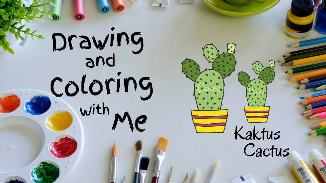 Menggambar & Mewarnai Pohon Kaktus | How to Draw & Coloring Cactus ...