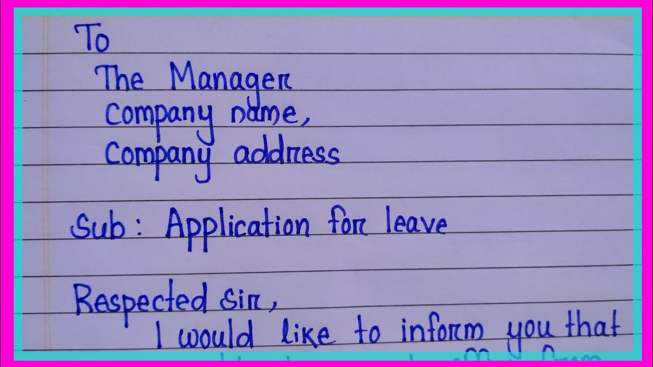 leave application for office | application to the manager for leave ...