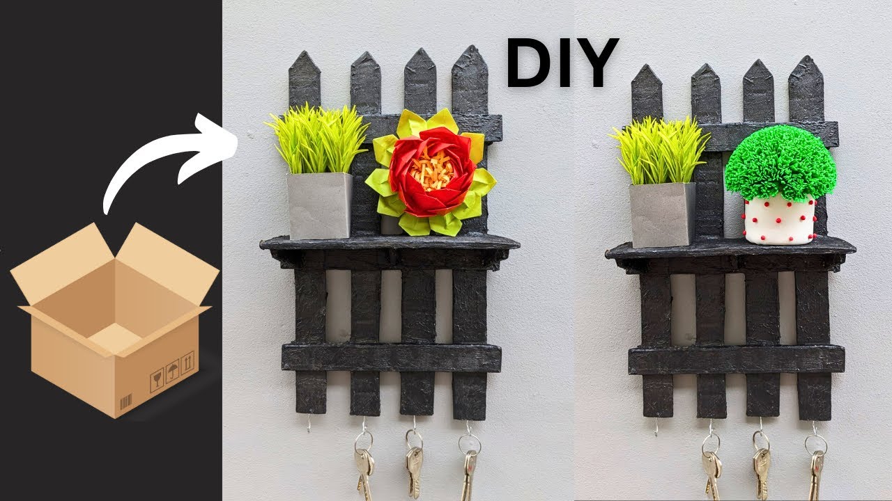 Key hanging craft ideas // Cardboard craft // wall decor - YouTube
