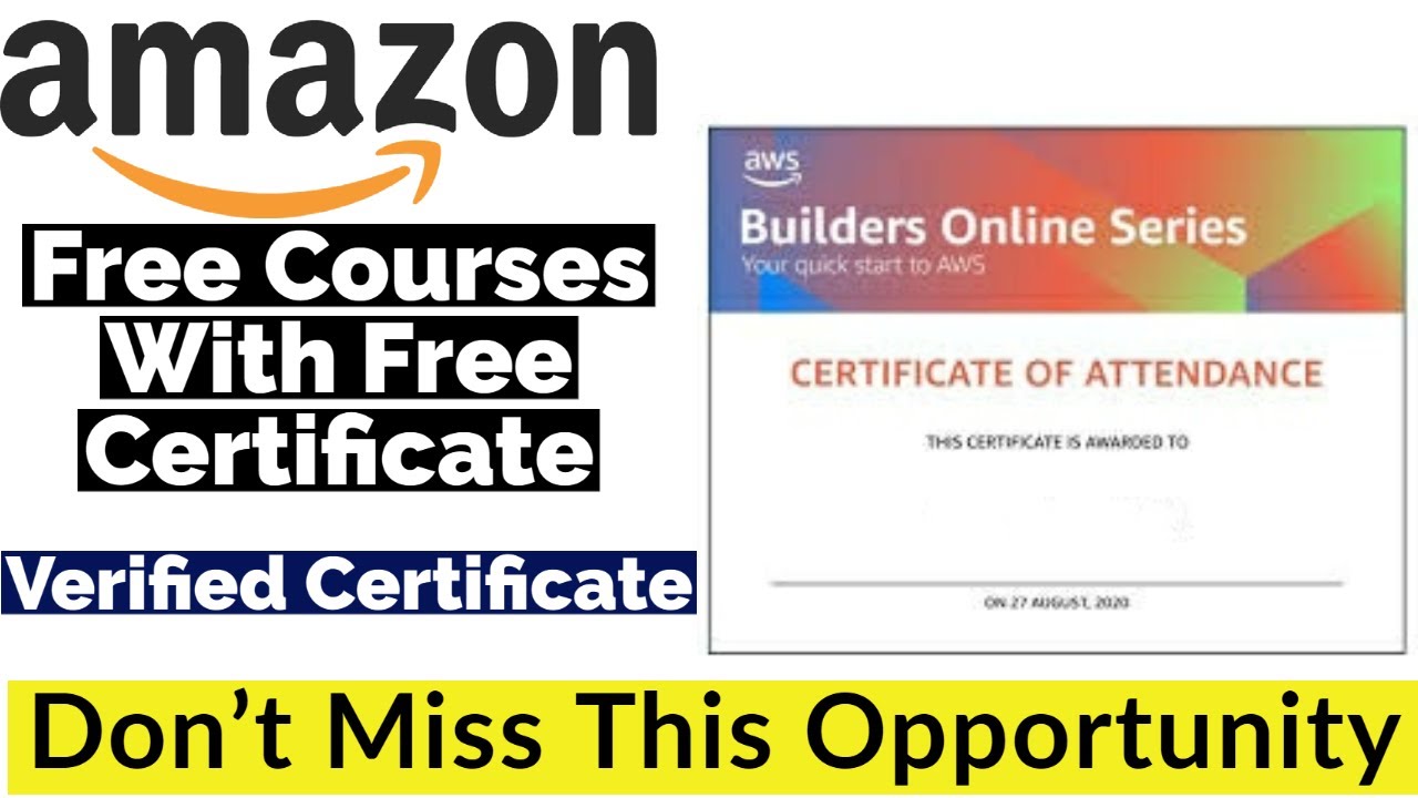 Amazon Free Courses With Free Certificate | AWS Free Certificate | Free ...