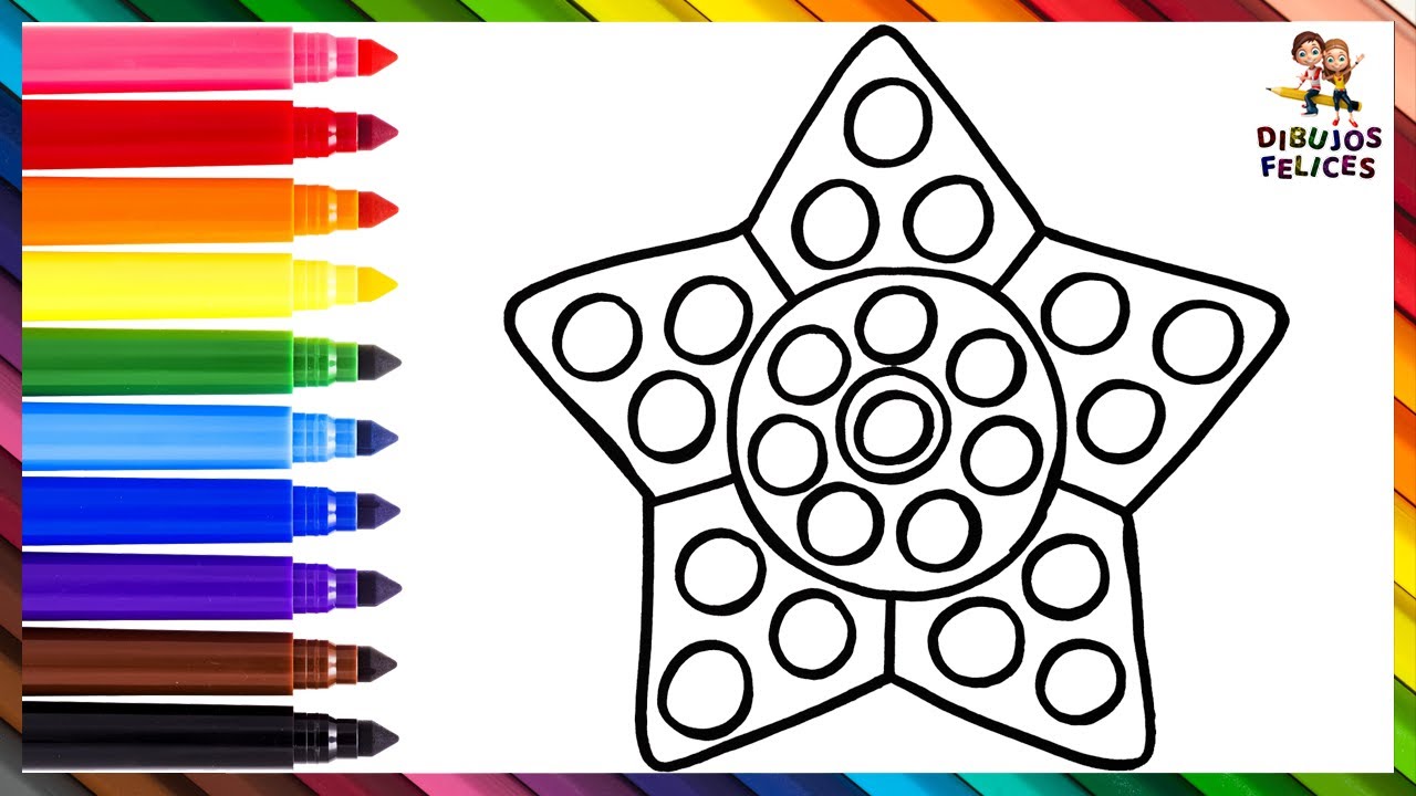 Dibuja y Colorea Una Estrella POP IT Dibujos Para Niños