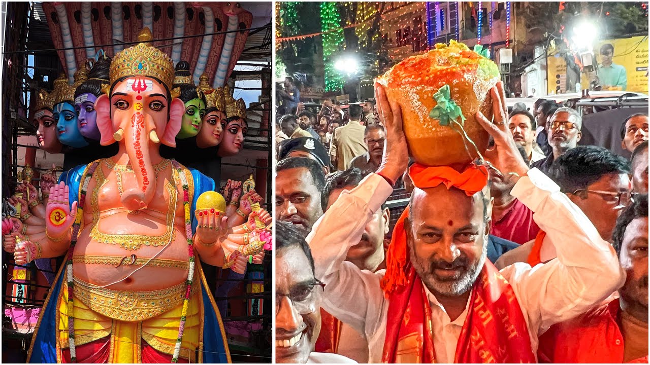 Bandi Sanjay Kumar Offered Laddu For Khairathabad Ganesh | Khairathabad ...