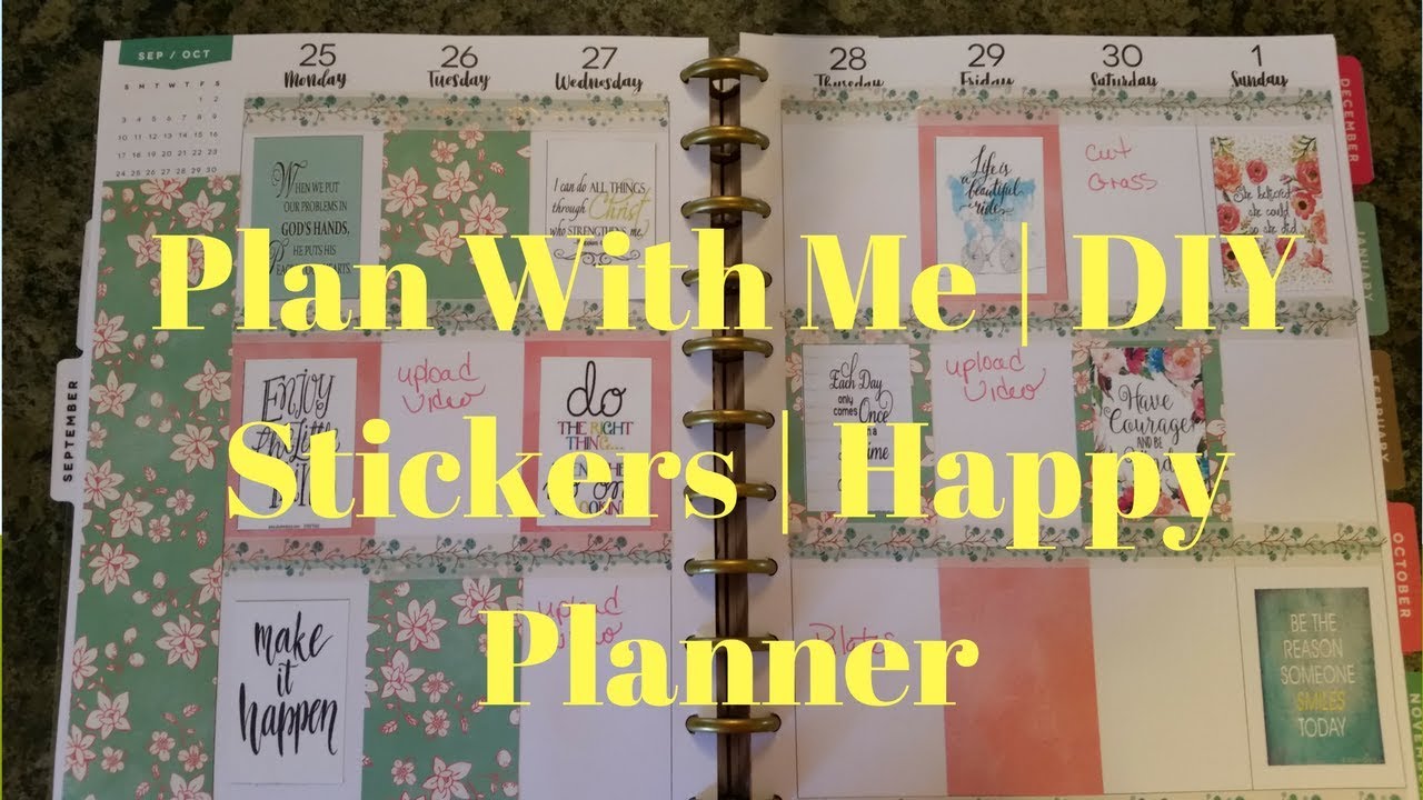Plan With Me | DIY Stickers | Happy Planner - YouTube