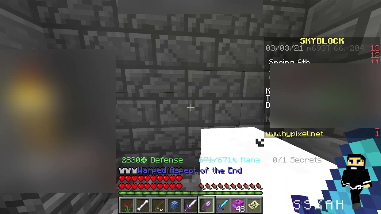 All secrets, 1x1 room 2 - Hypixel's skyblock dungeons, Minecraft - YouTube