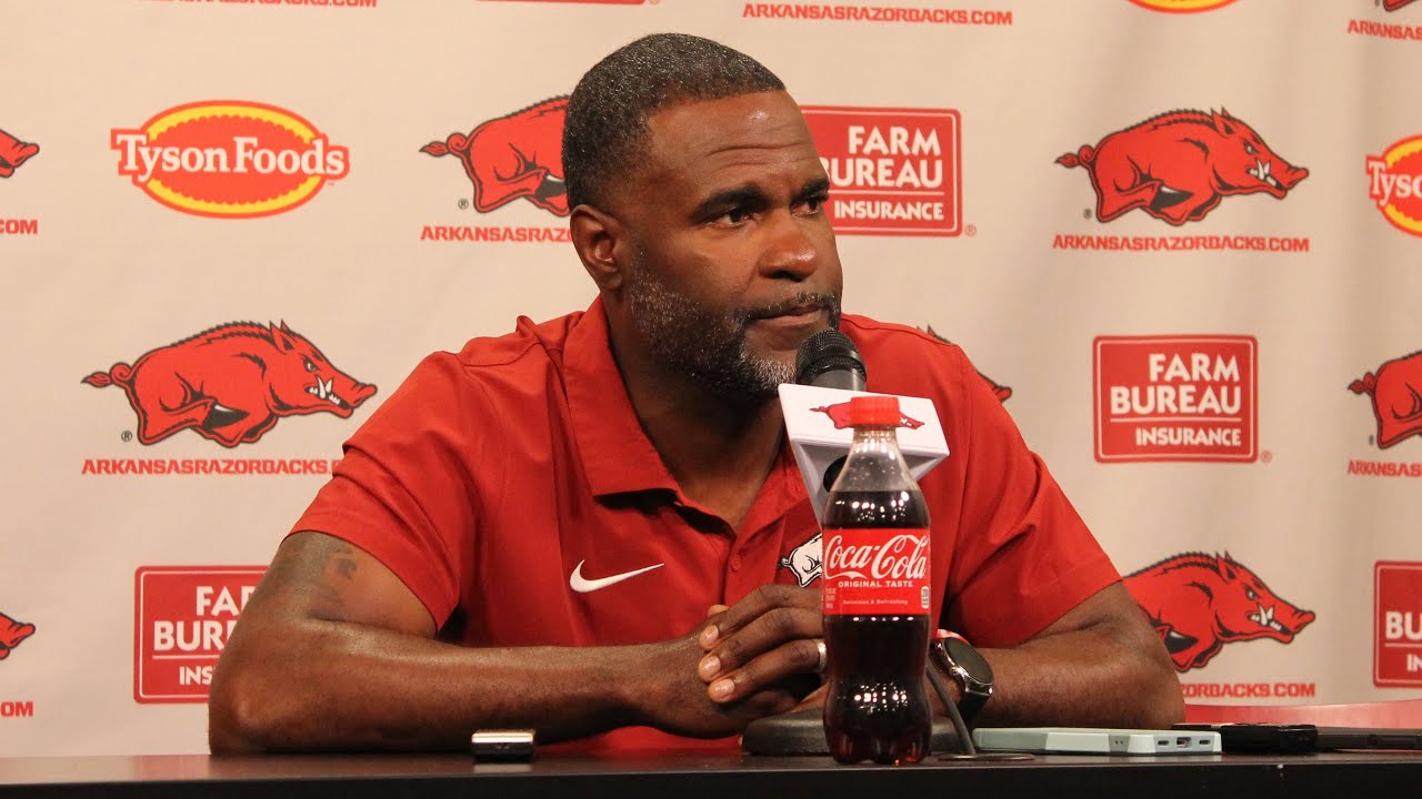 Marcus Woodson talks Arkansas secondary in fall camp - YouTube