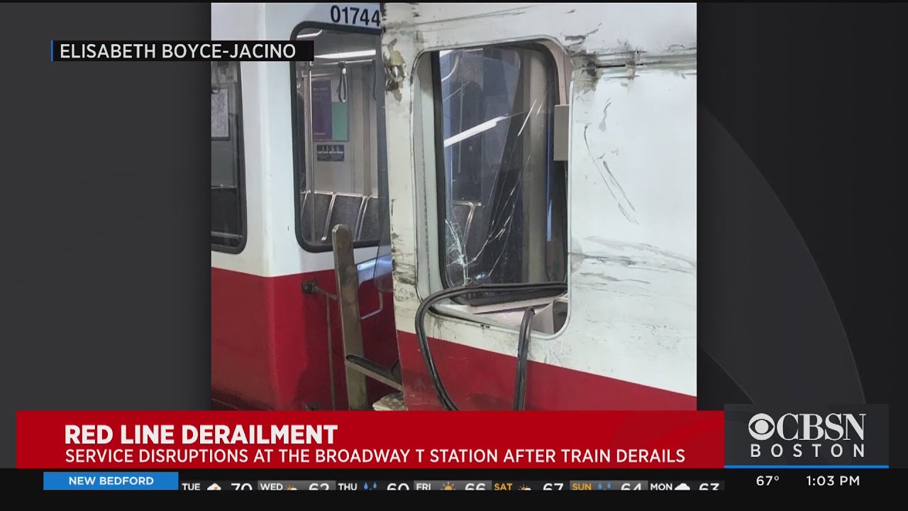Red Line Train Derailment At Broadway MBTA Station Causes Service ...