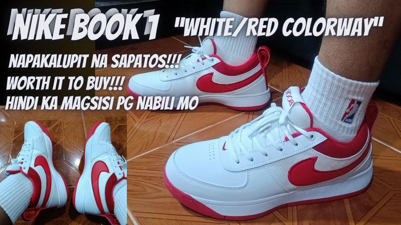 Nike Booker 1 White Red - YouTube