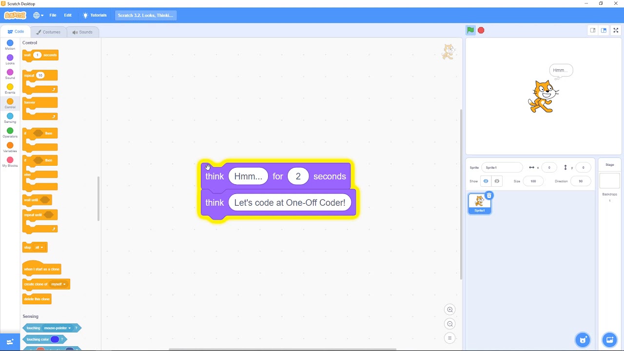 Scratch 3.2. Looks, Thinking something - YouTube
