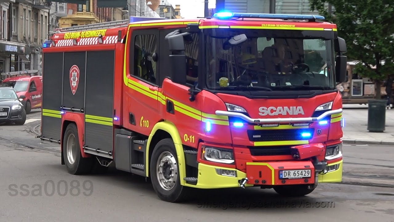 Oslo Fire Department Engine 11 responding [NO | 6.2019] - YouTube