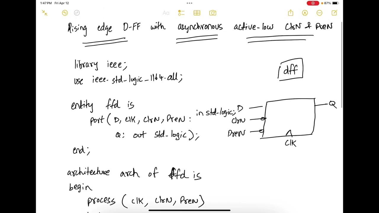127. Behavioral VHDL - D Flip-Flop with Asynchronous ClrN and PreN - YouTube