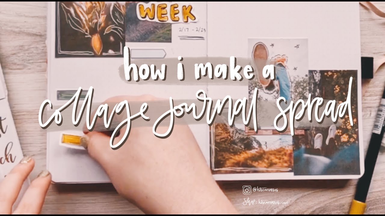 how I make a collage-style bullet journal spread - YouTube