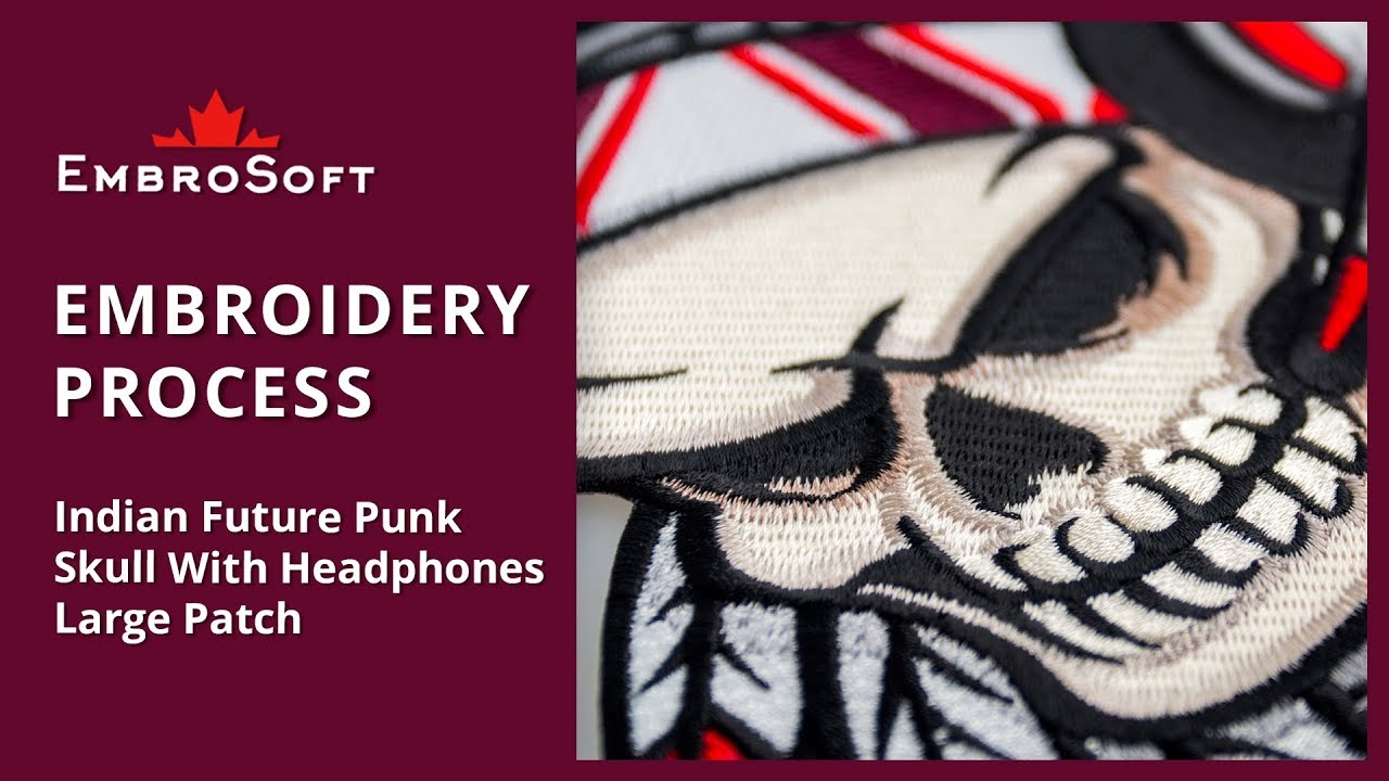 Indian Future Punk Skull With Headphones | EMBROIDERY PROCESS ...