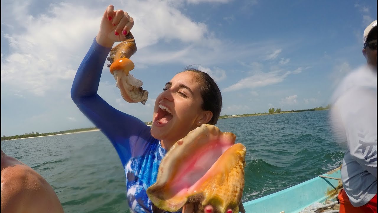 Diving for Treasures in the Bahamas!-How to CATCH CLEAN and COOK Conch ...