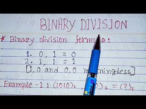 Binary division in hindi|binary division|binary number ko divided kaise karte hain|binary number ...
